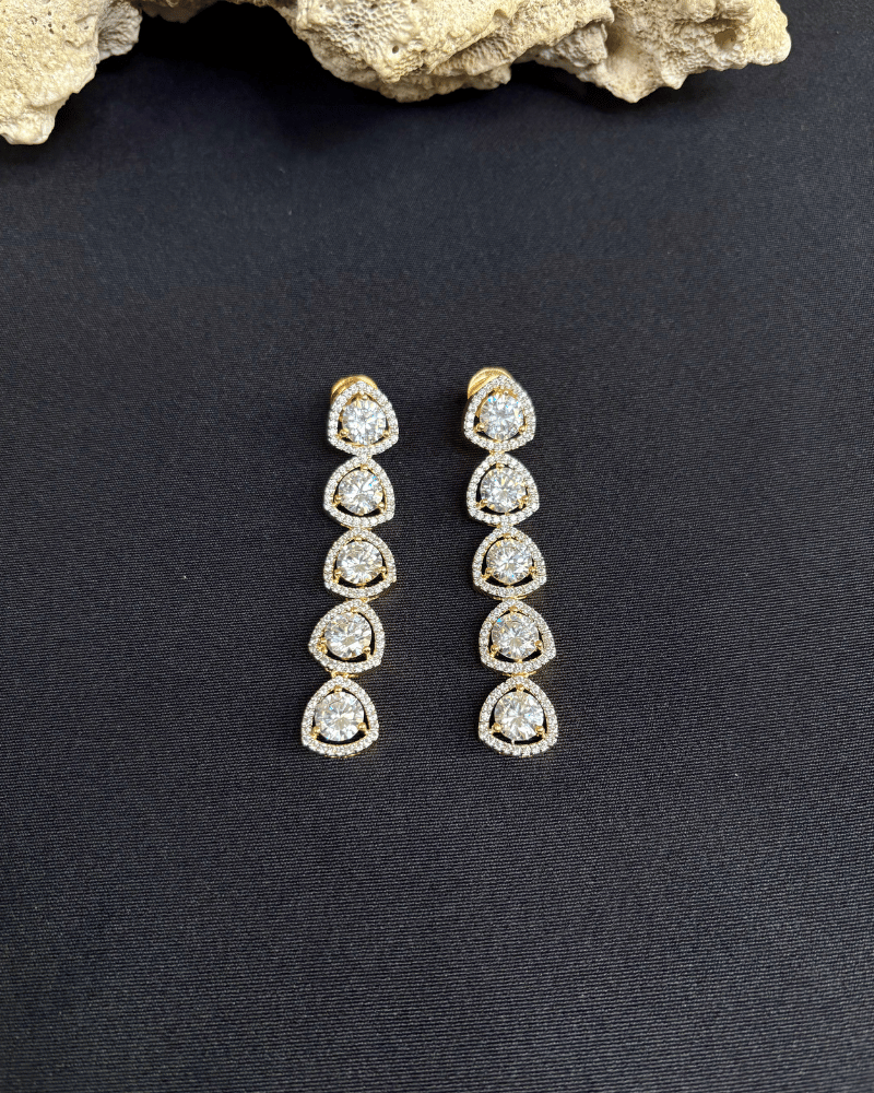 Single Line Solitaire Necklace | 18K Gold Plating | Border Diamonds ...